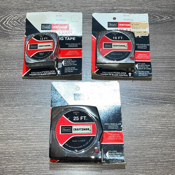 Craftsman | Other | Vintage Sears Craftsman Measuring Locking Tape Tools Made In Usa Lot Of 3ea ...